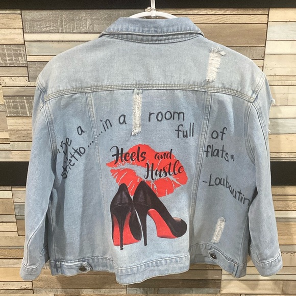 Jackets & Coats | Ginger Designer Inspired Refashioned Denim Jacket By ...